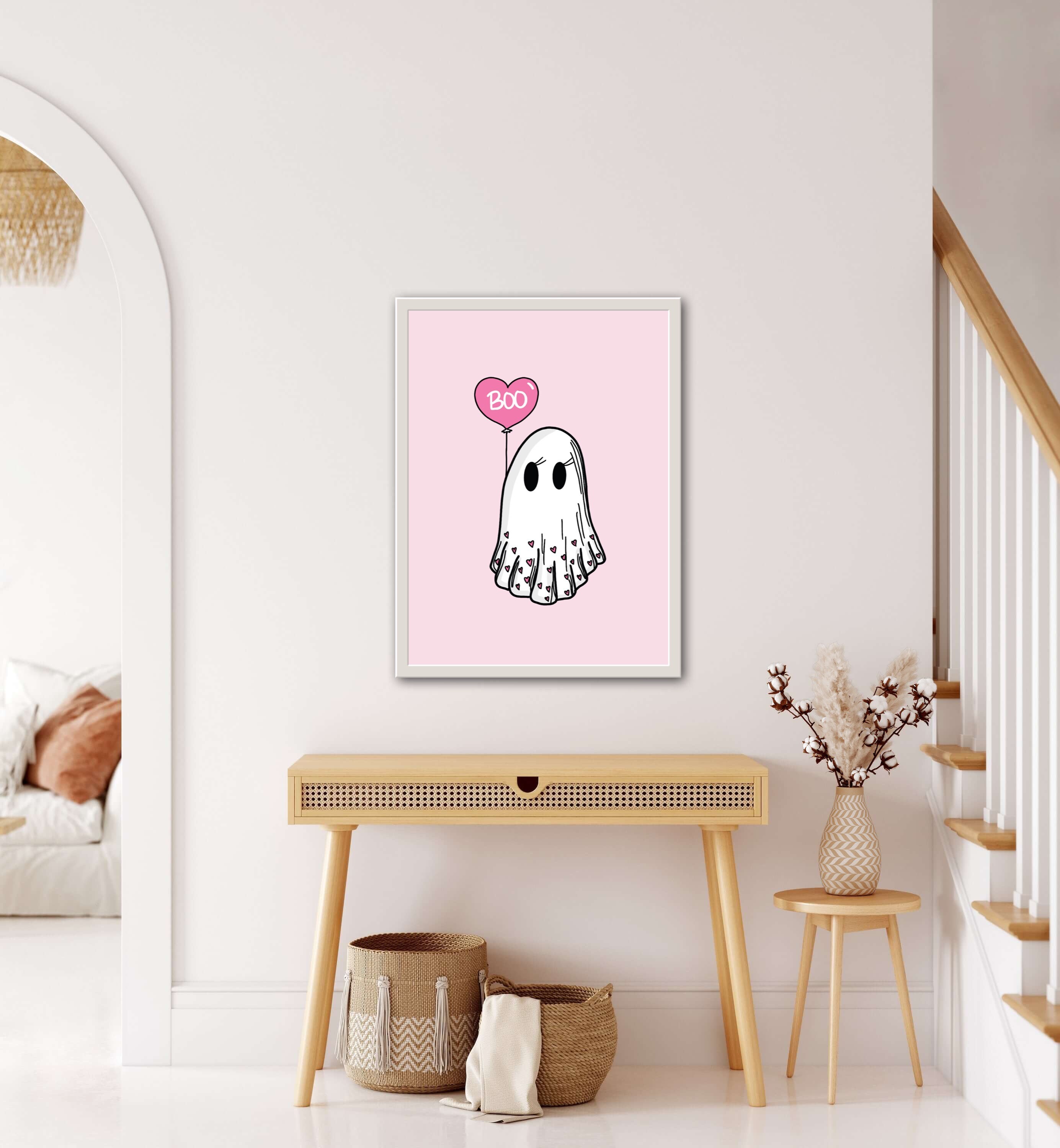 Pink Halloween Ghost Trendy Poster – Digital Download – | Boho ...