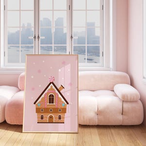 Pink Gingerbread House Print | Digital Download | Pink Christmas ...