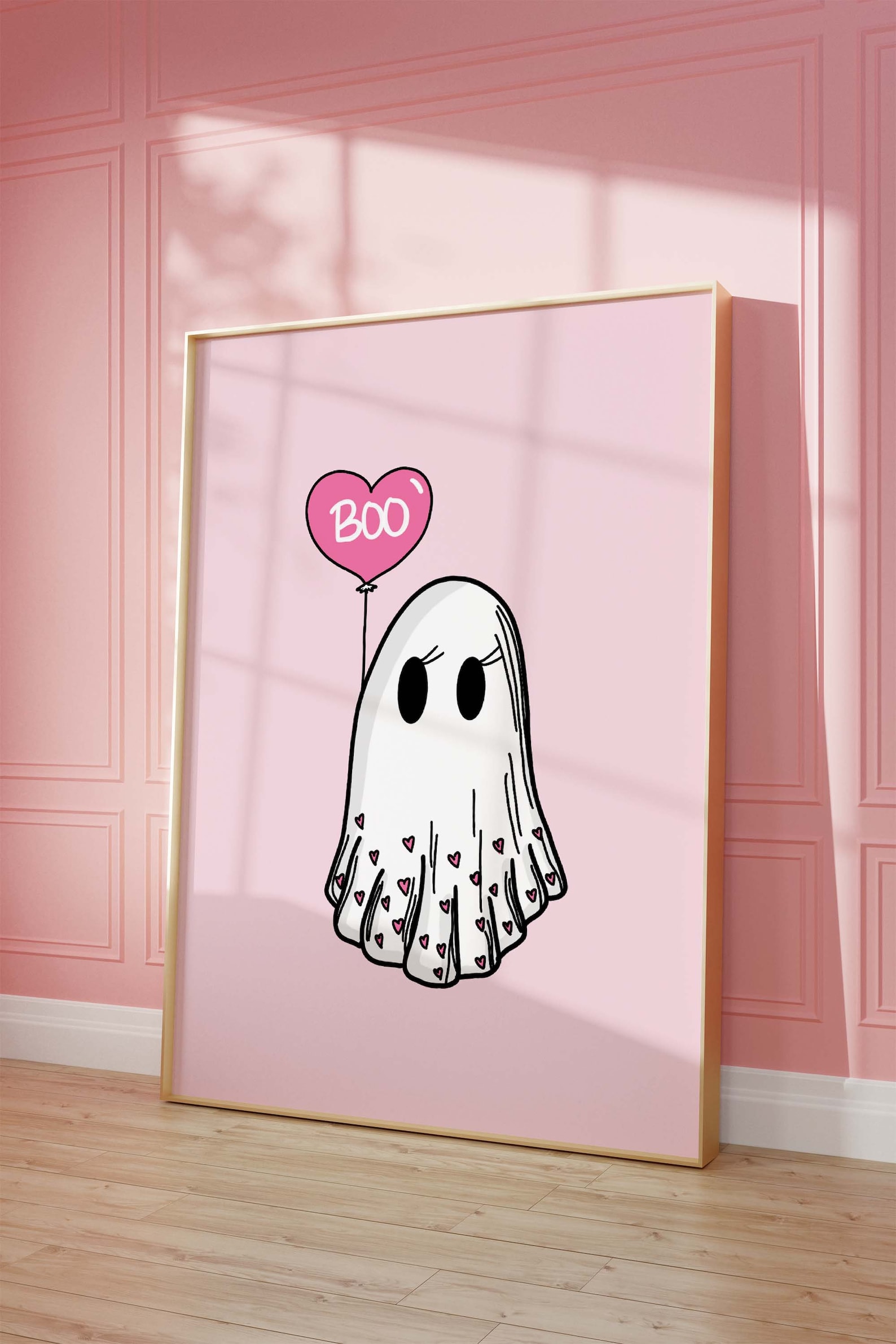 Pink Halloween Ghost Trendy Poster – Digital Download – | Boho ...
