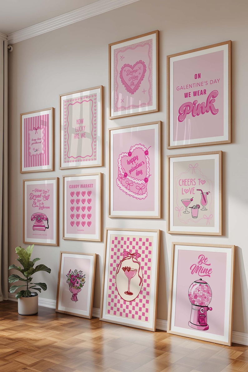 Pink Galentines Day Decor Set of 30 Printables | Digital Download ...