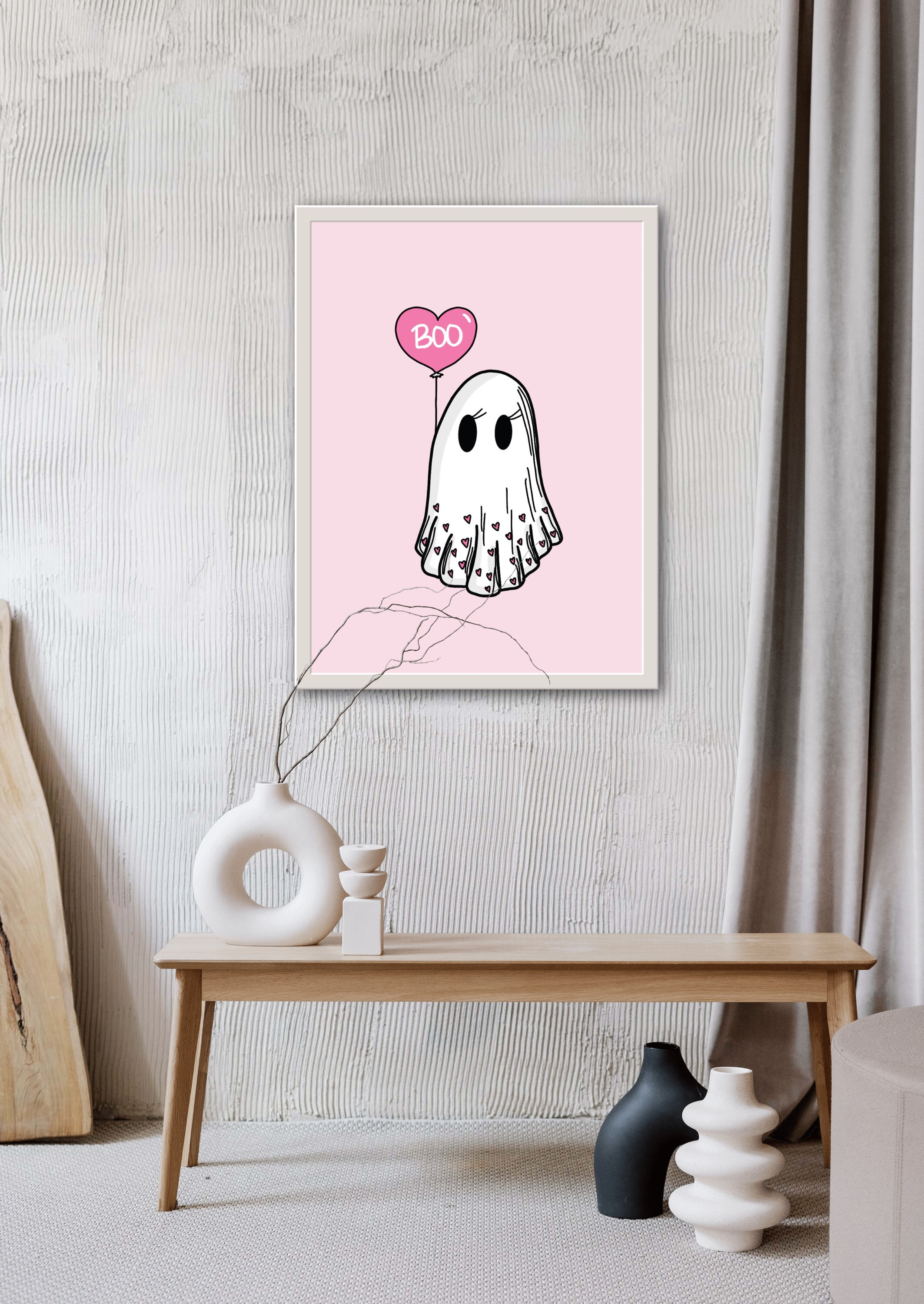 Pink Halloween Ghost Trendy Poster – Digital Download – | Boho ...
