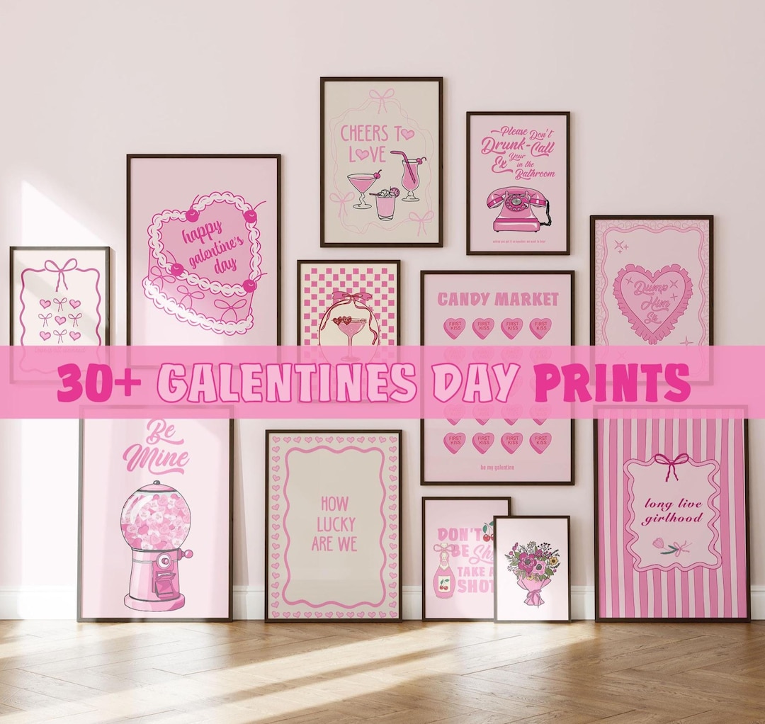 Pink Galentines Day Decor Set of 30 Printables | Digital Download ...