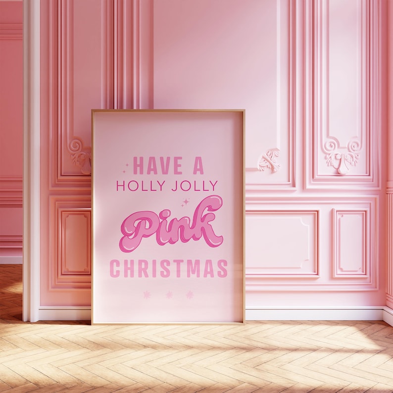 Pink Christmas Holiday Print | Digital Download | Pink Winter | Trendy ...