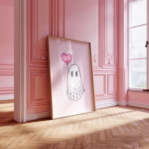 Pink Halloween Ghost Trendy Poster – Digital Download – | Boho ...