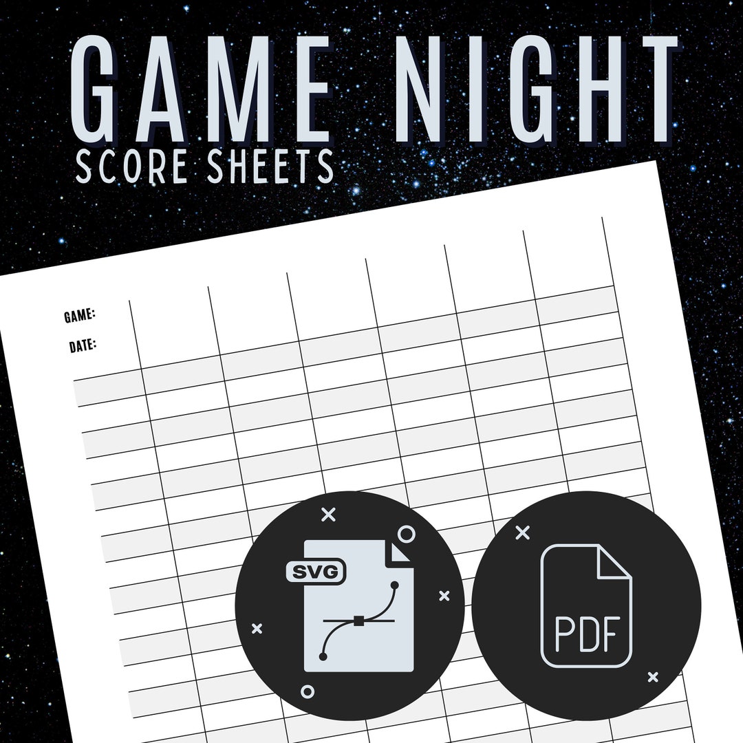 Game Night Score Sheet Game Day SVG Template PDF Digital File Card Game ...