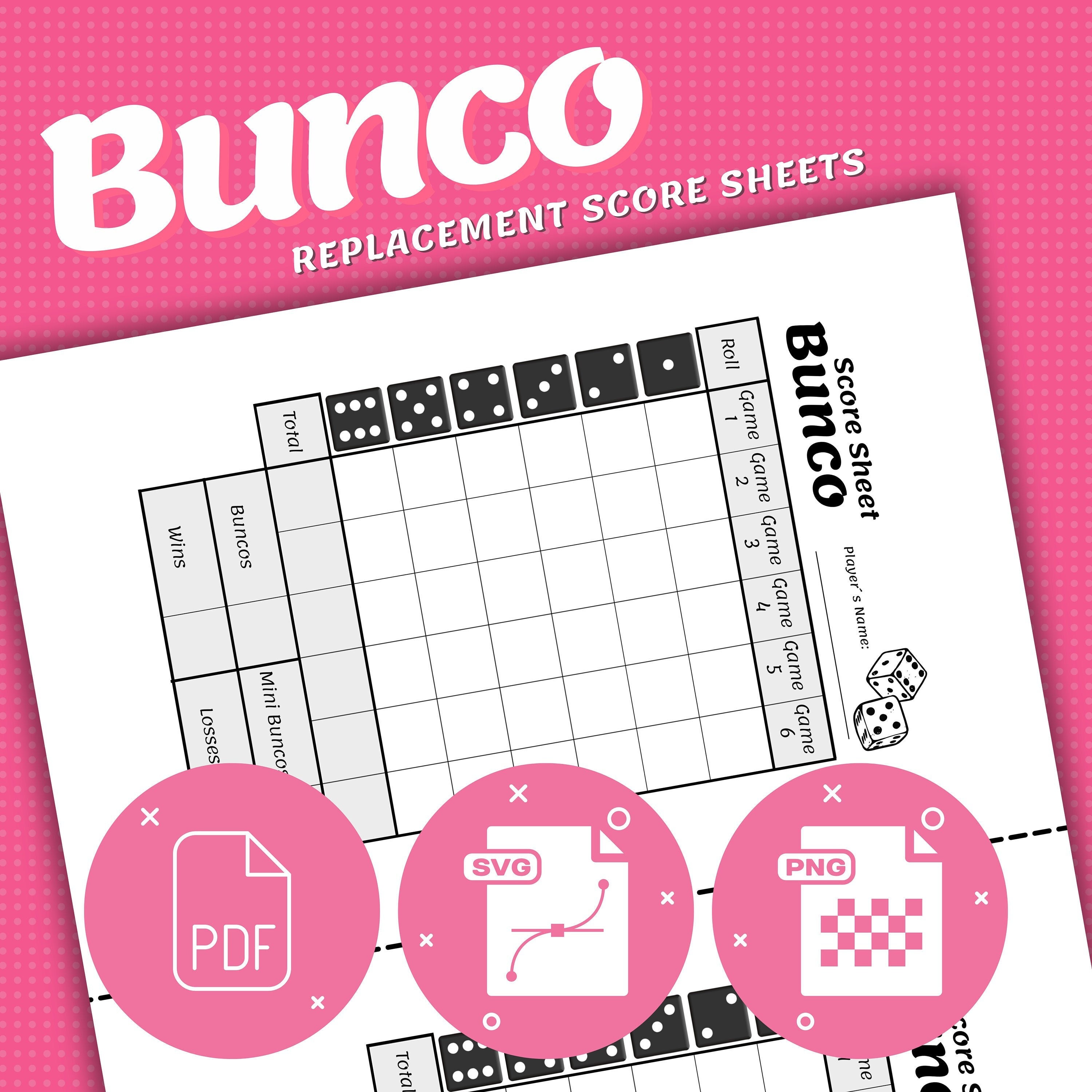 Bunco Dice Game Score Sheets PDF SVG PNG Files Bunco Template Bunco ...