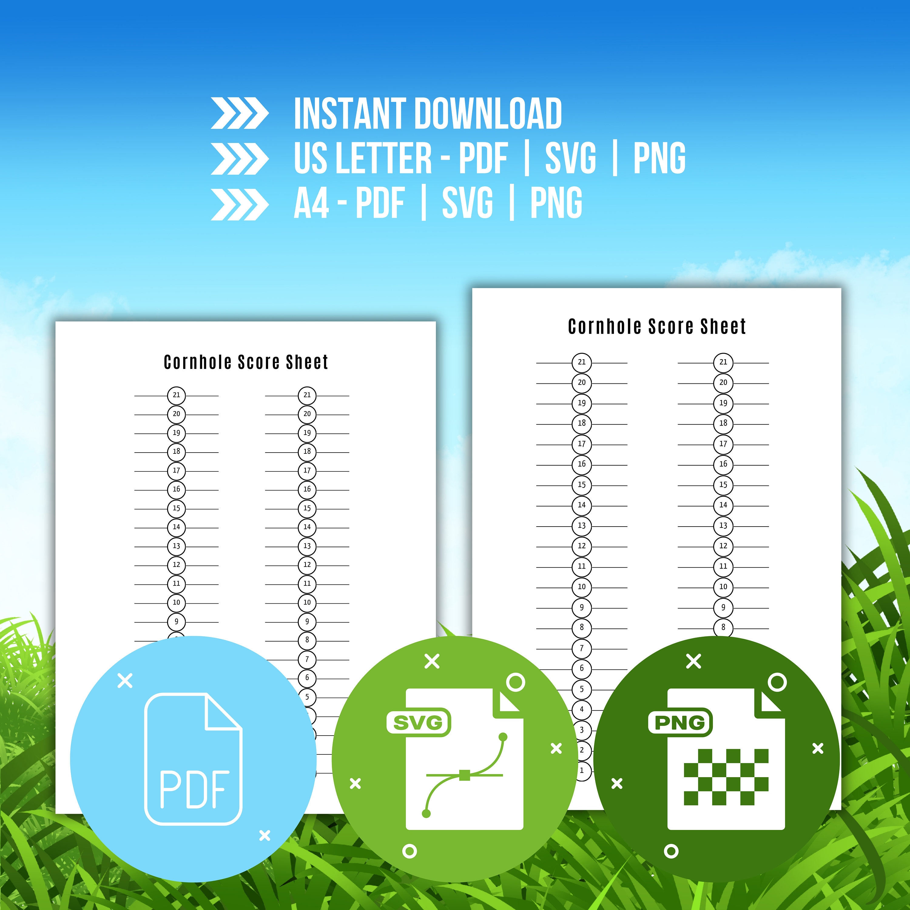 Cornhole Score Sheets | Digital Download Scorecard | Cornhole Template ...