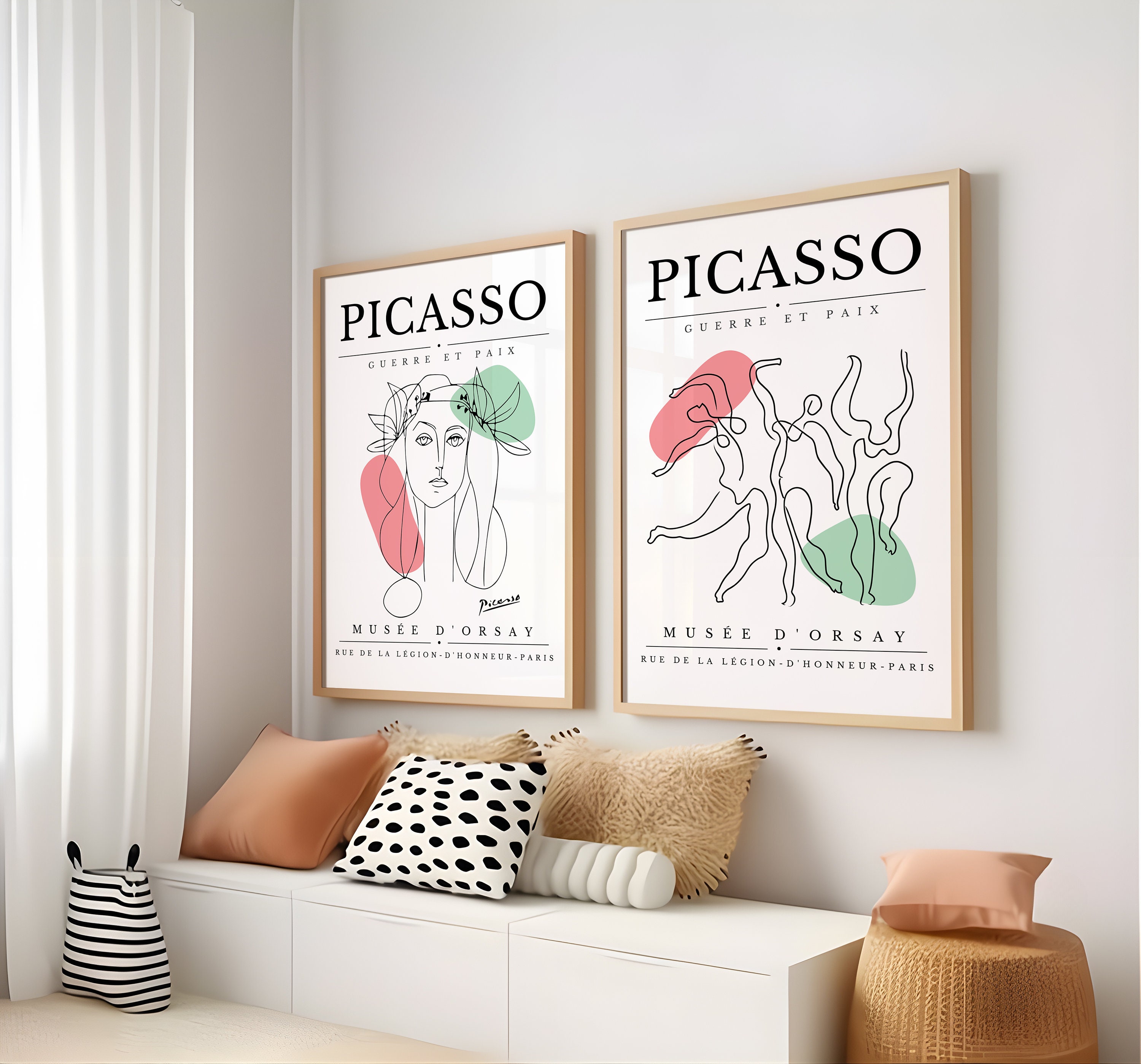 Picasso Print Wall Art | One Line Art | Set of 2 | the Three Dancers ...