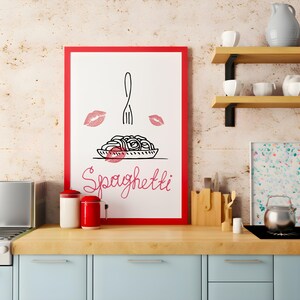 Spaghetti Wall Art | Minimalist Pasta Poster | Italian Kitchen Art ...