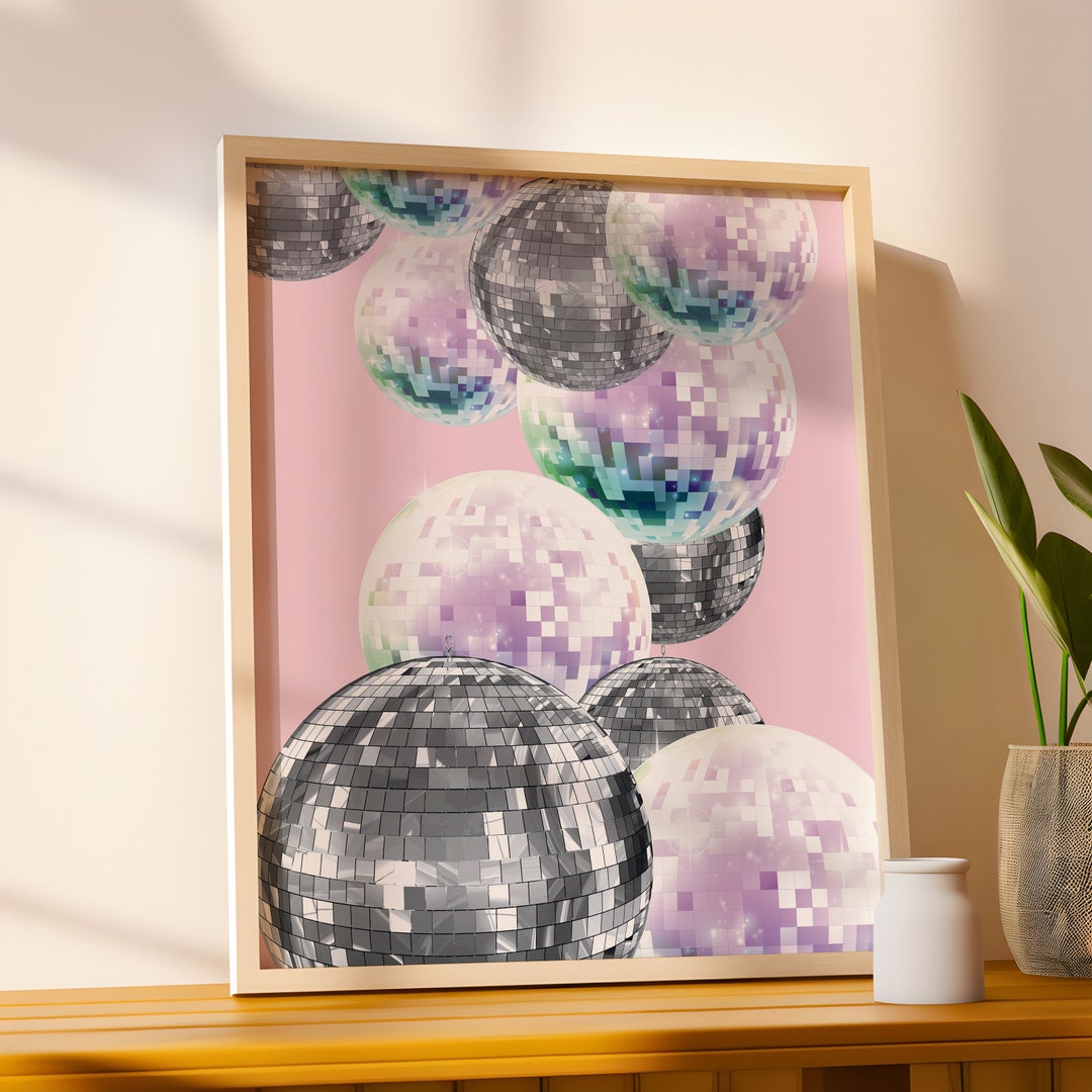 Pink Disco Ball Print | Preppy Pink Disco Balls | Pink Trendy Poster ...