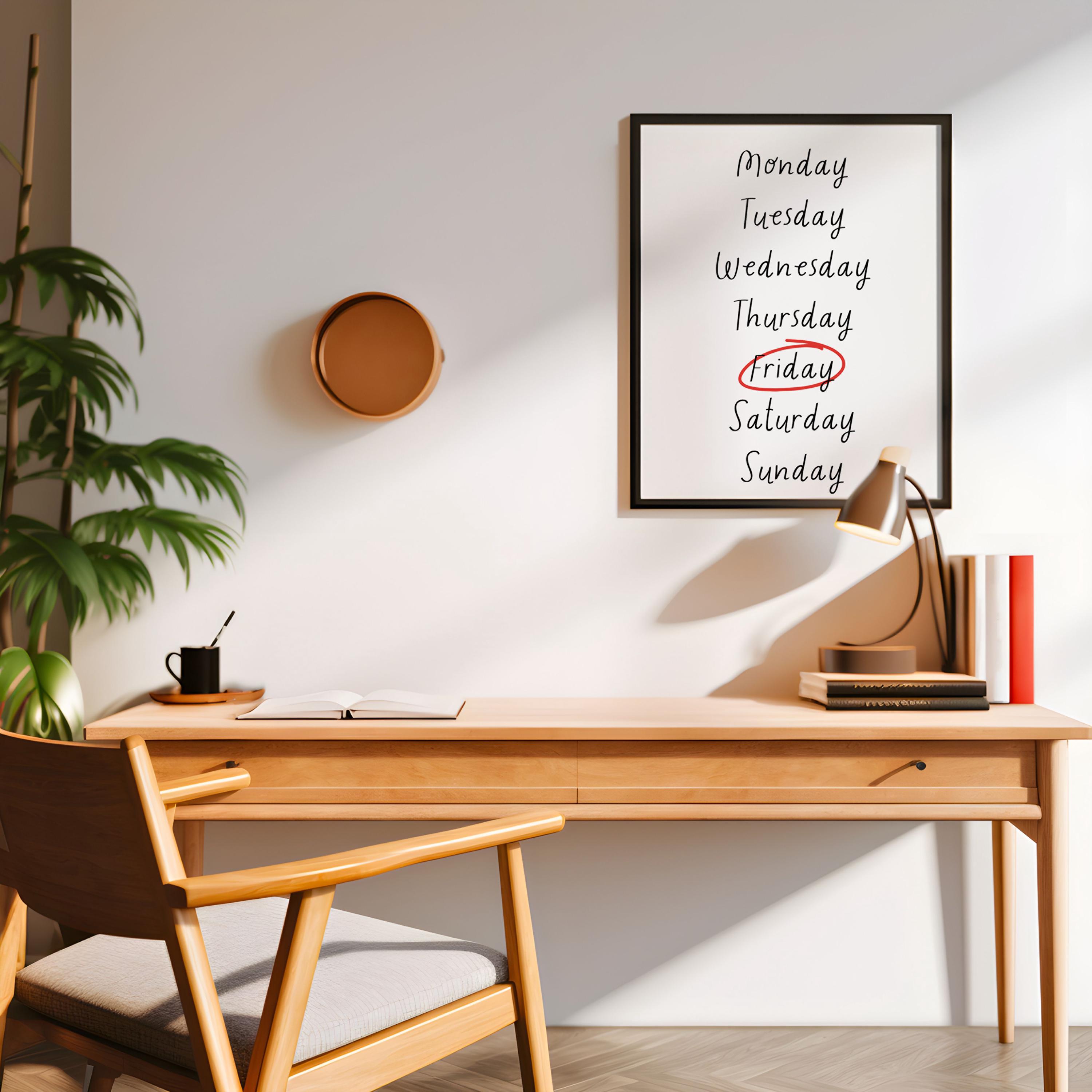 Days of the Week Printable | Typography Wall Art | Typography Print ...