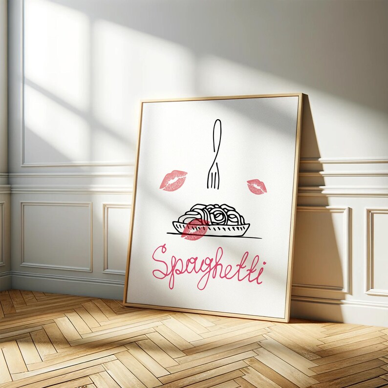 Spaghetti Wall Art | Minimalist Pasta Poster | Italian Kitchen Art ...