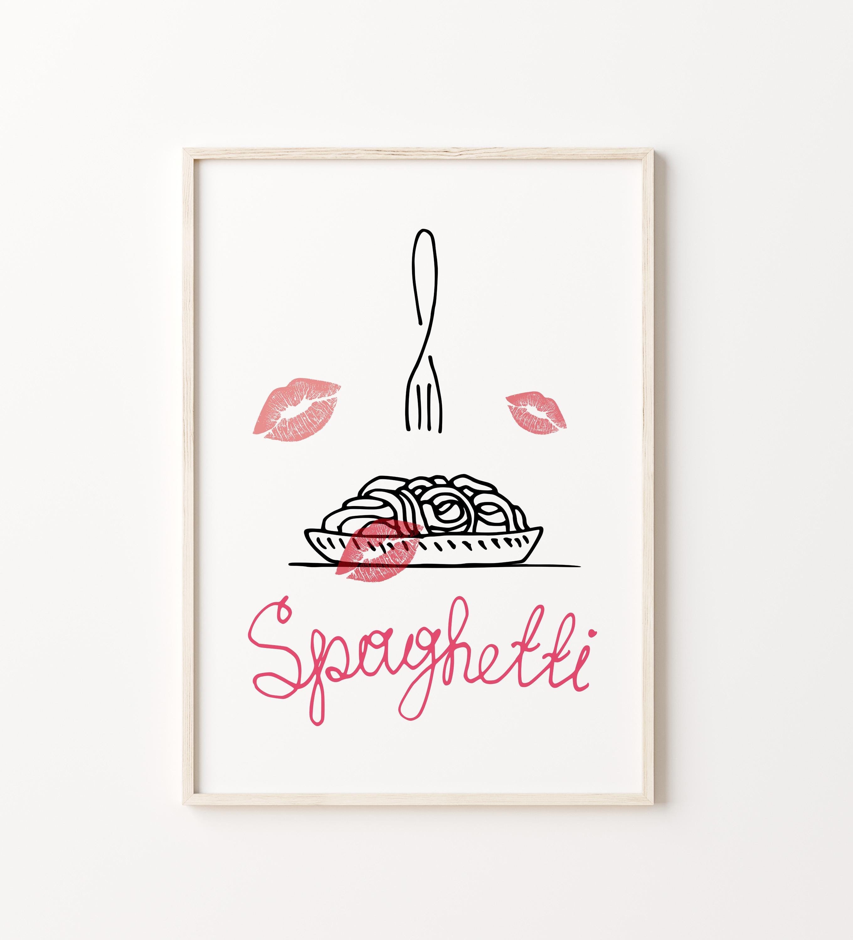 Spaghetti Wall Art | Minimalist Pasta Poster | Italian Kitchen Art ...