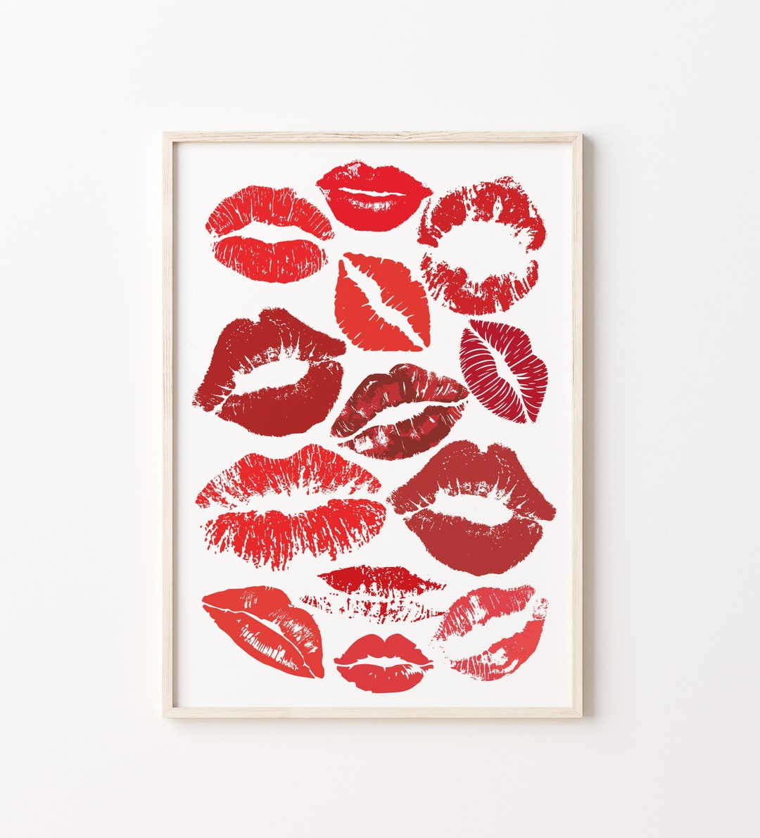 Kiss Lips Wall Art | Trendy Collage Wall Art | Kiss Lips Print | Red ...
