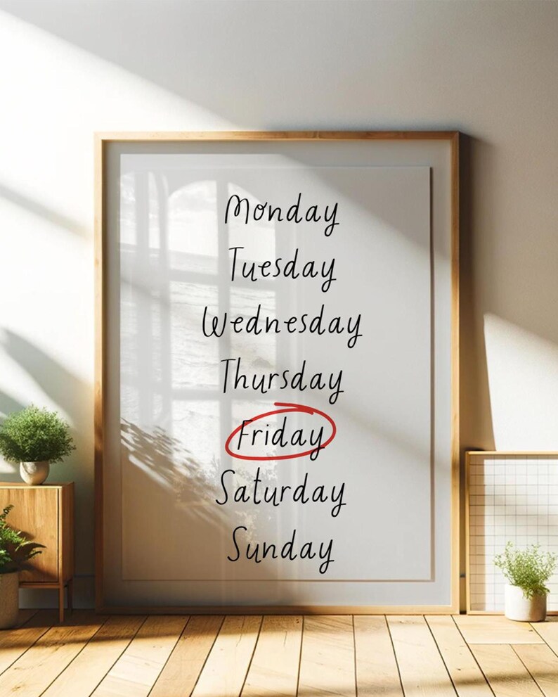 Days of the Week Printable | Typography Wall Art | Typography Print ...