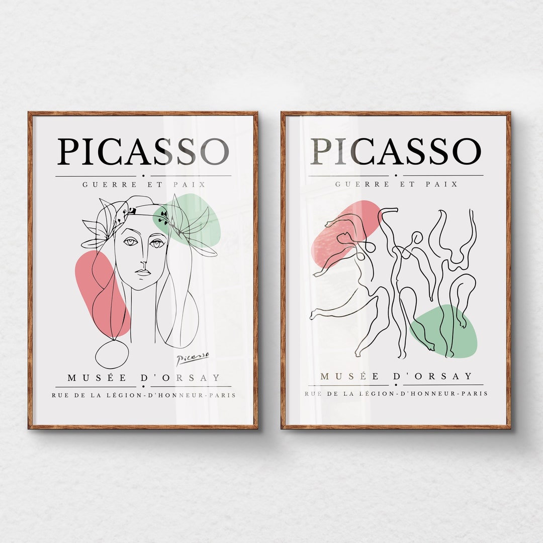Picasso Print Wall Art | One Line Art | Set of 2 | the Three Dancers ...