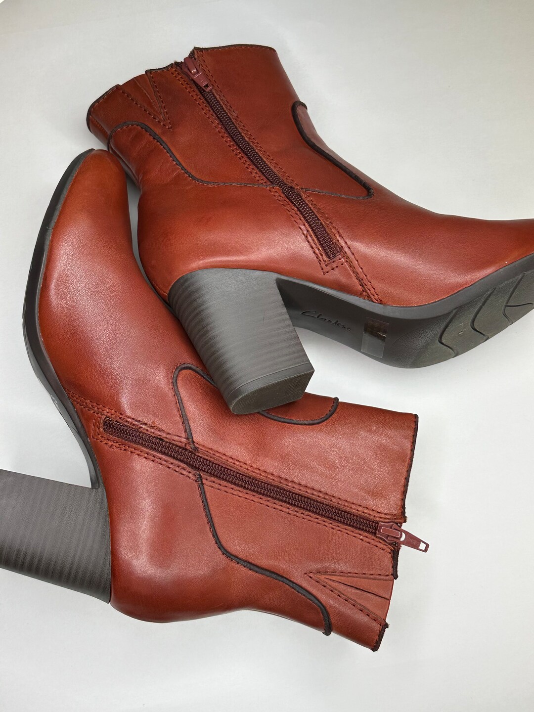 Clarks Brown Leather Boots - Etsy