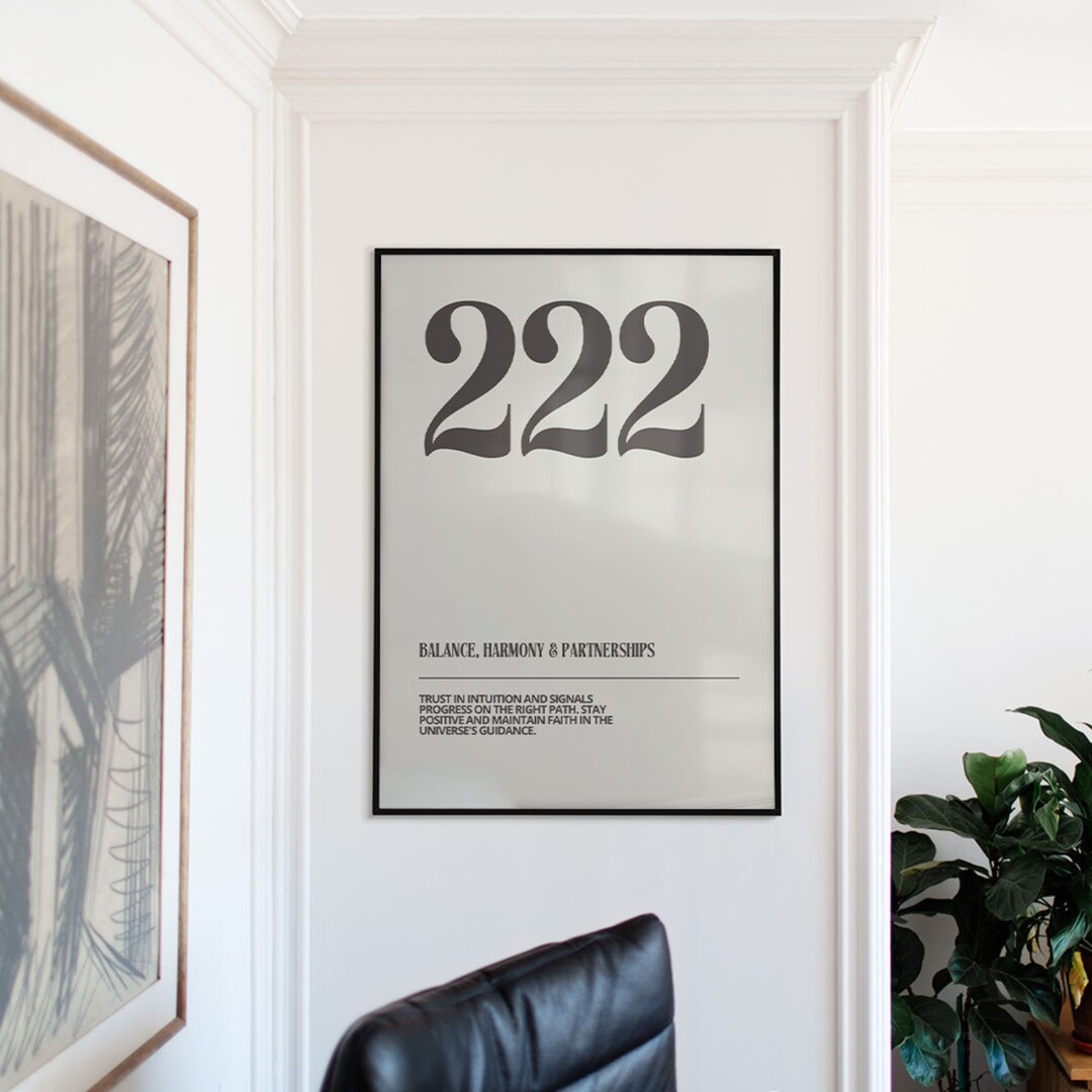 Framed Minimalist Angel Number 222 Poster I Positive Affirmation I ...