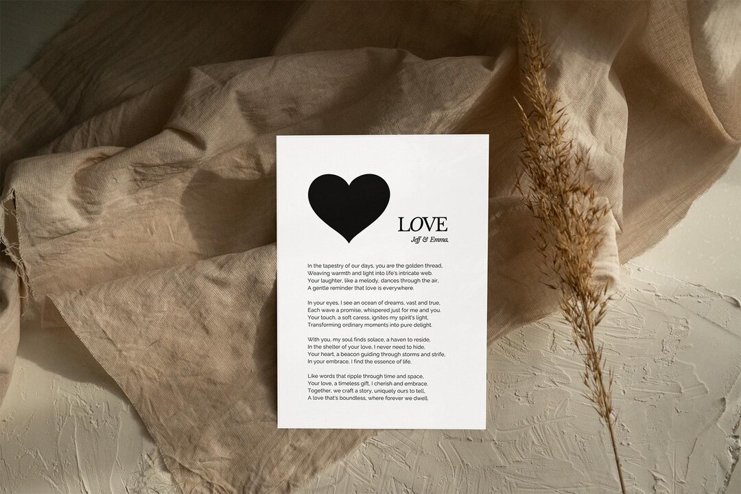 Personalized Love Letter Card, Personal Poem, Individual Love Poem ...