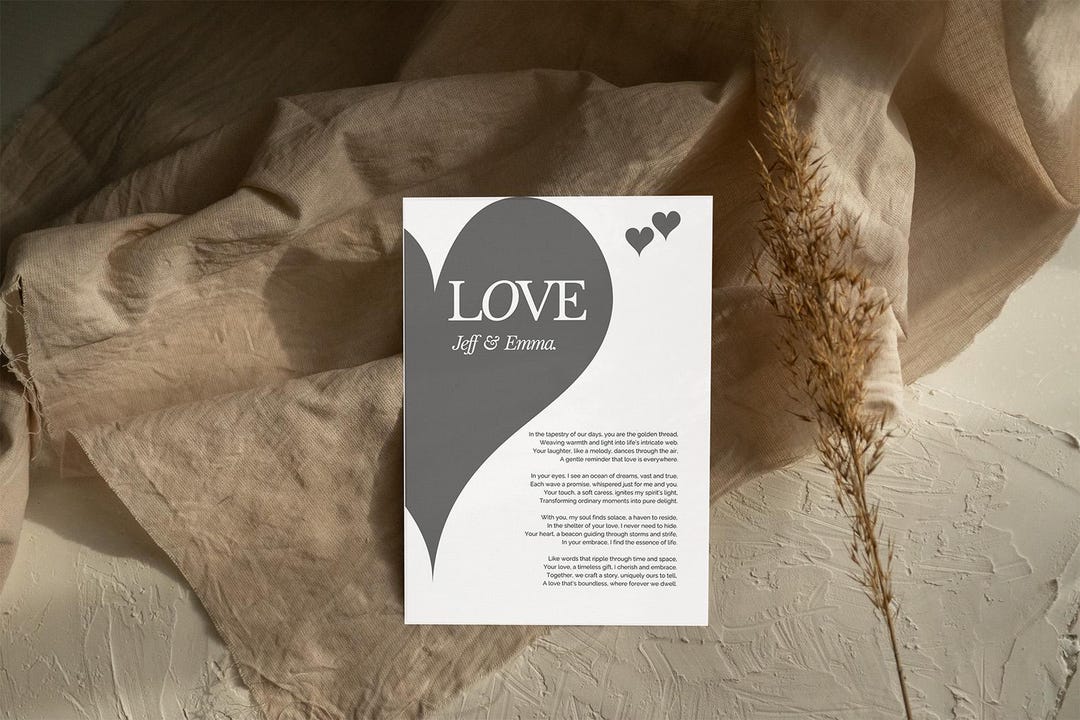 Personalized Love Letter Card, Personal Individual Love Poem, Valentine ...
