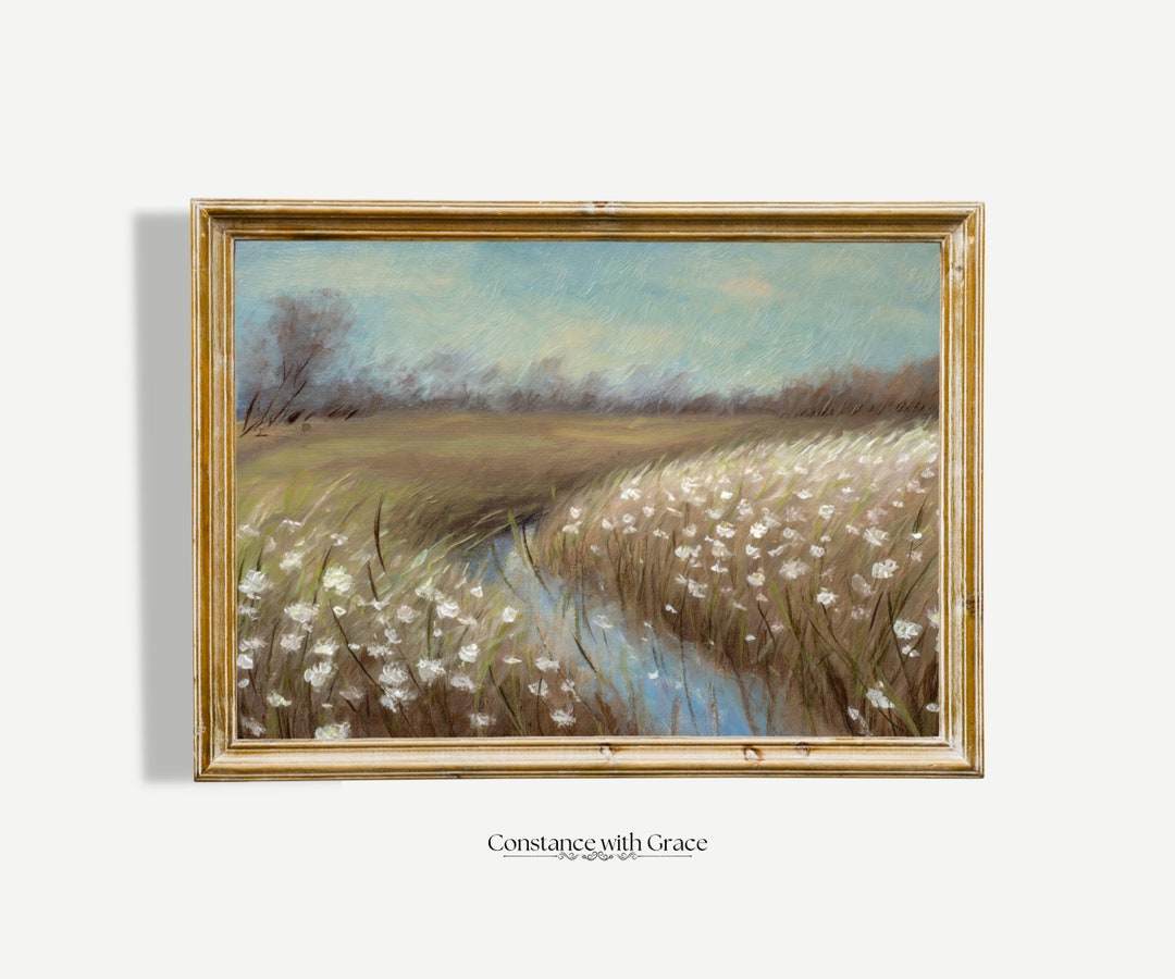 Vintage Landscape PRINTABLE Painting, Rustic Farm House Print ...