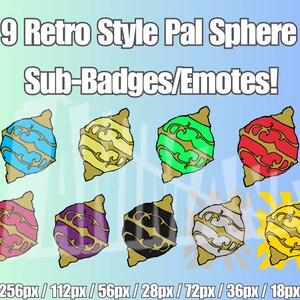 9 Retro Style Pal Sphere Sub Badges / Emotes for Twitch / Youtube ...