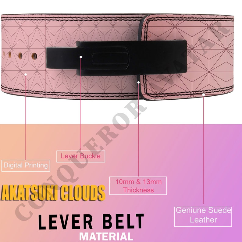 Demon Slayer Anime Leather Lever Belt – Premium Powerlifting & Weightlifting Gym Belt, Nezuko ...