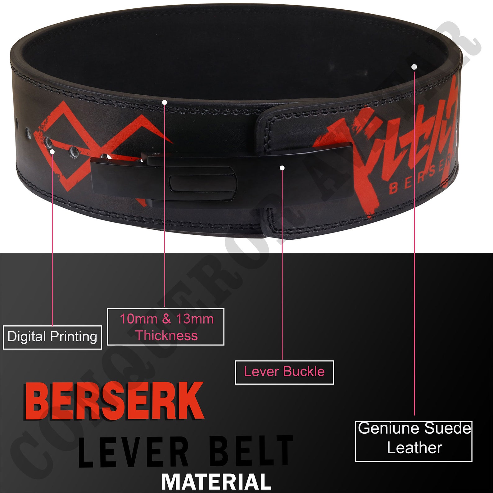 Berserk Anime Leather Lever Belt – Premium Powerlifting & Weightlifting ...