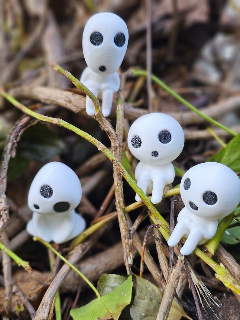 Japanese Kodama, Enchanted Forest Spirit 3d Printed 4 Pack - Etsy