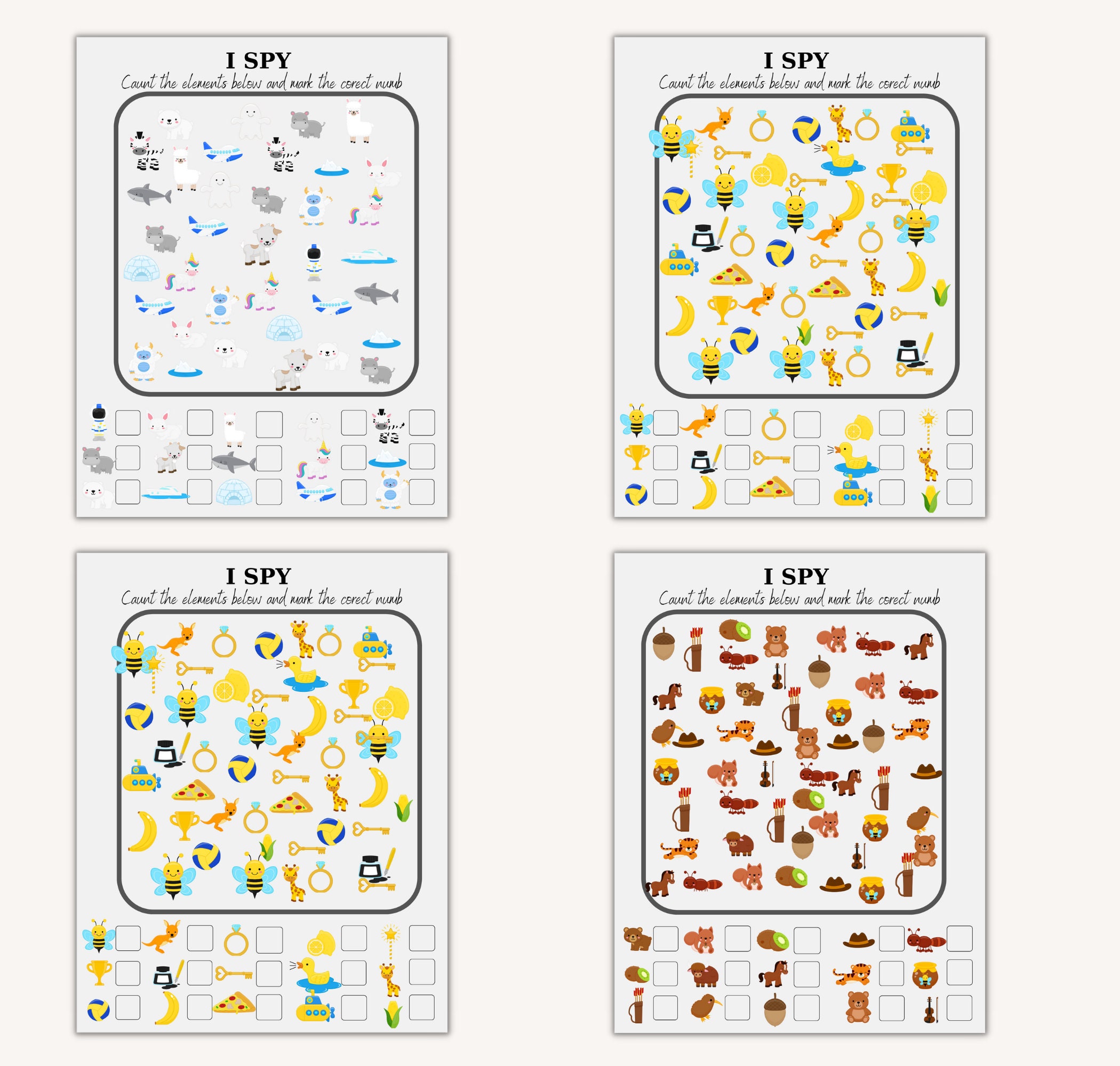 I Spy Printable Activity Sheets, Printable Activities for Kids, I Spy ...