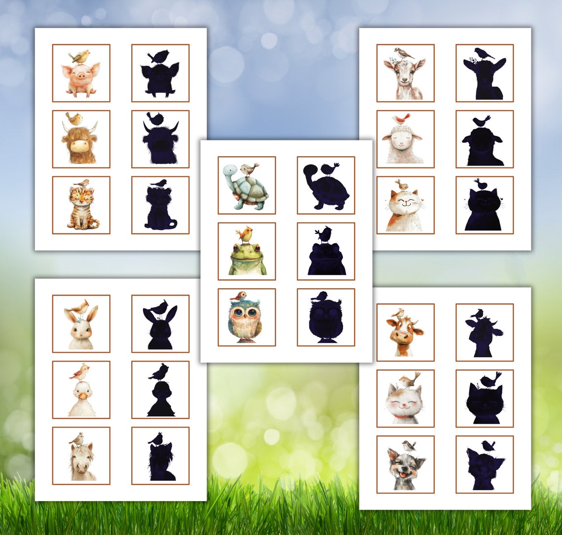 Montessori Printable Farm Animals Shadow Matching Cards. Preschool ...