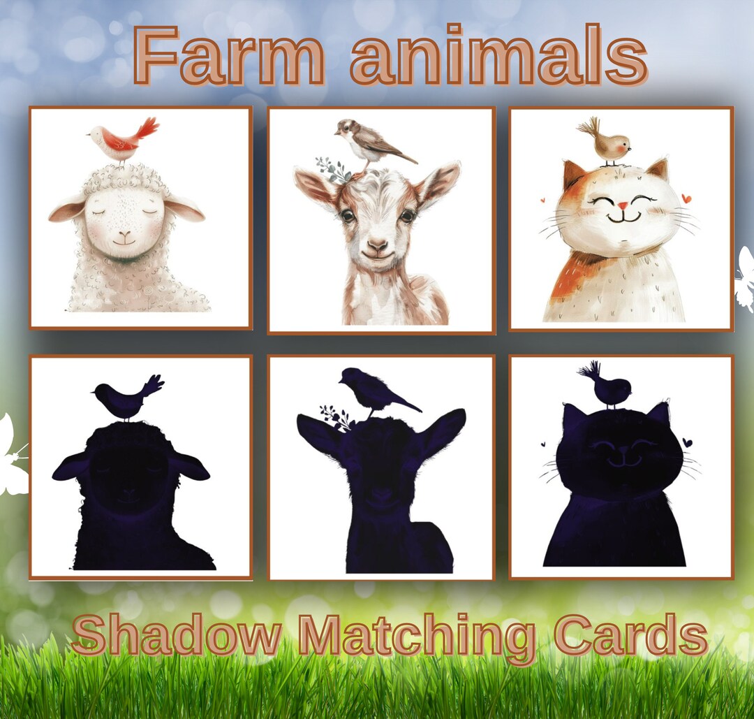 Montessori Printable Farm Animals Shadow Matching Cards. Preschool ...