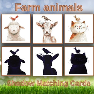 Montessori Printable Farm Animals Shadow Matching Cards. Preschool ...
