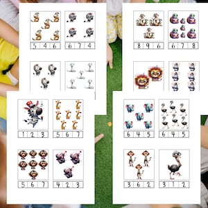 SAFARI ANIMALS 2 Count and Clip Cards, 1 to 16 Counting, Spring ...