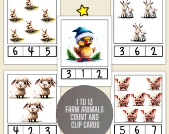 SAFARI ANIMALS 2 Count and Clip Cards, 1 to 16 Counting, Spring ...