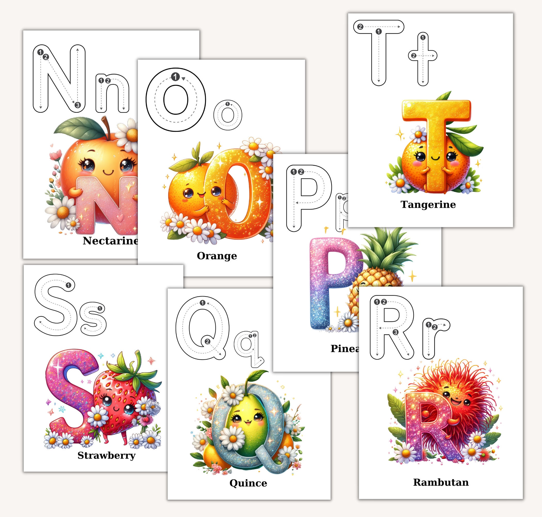 Fruits ABC Flash Cards fruits Flash Cards Learning Cards Digital ...