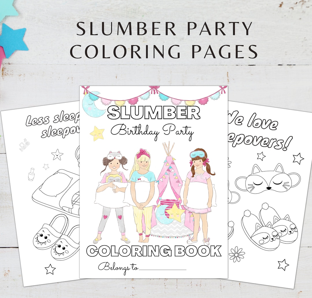 Slumber Party Coloring Book, Custom Possibility, Digital Product ...