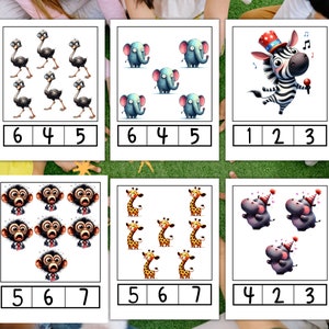 SAFARI ANIMALS 2 Count and Clip Cards, 1 to 16 Counting, Spring ...