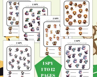 I Spy Animals Printable Activity Sheets, I Spy Wildlife Game for Kids ...