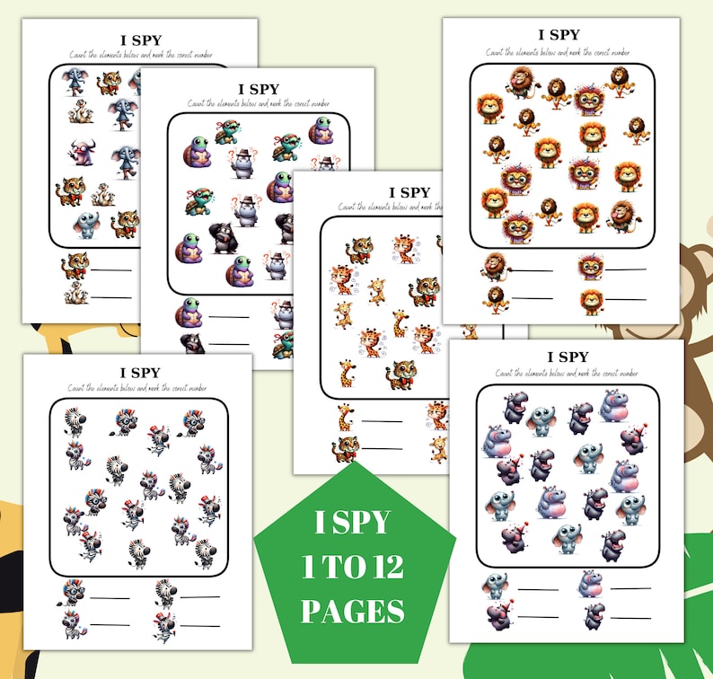 I Spy Safari Animals Printable Activity Sheets, Printable Activities ...