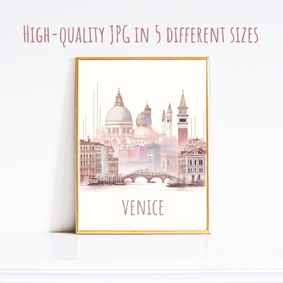 Venice City Landmarks Poster 5 Sizes Instant Download Minimalist ...