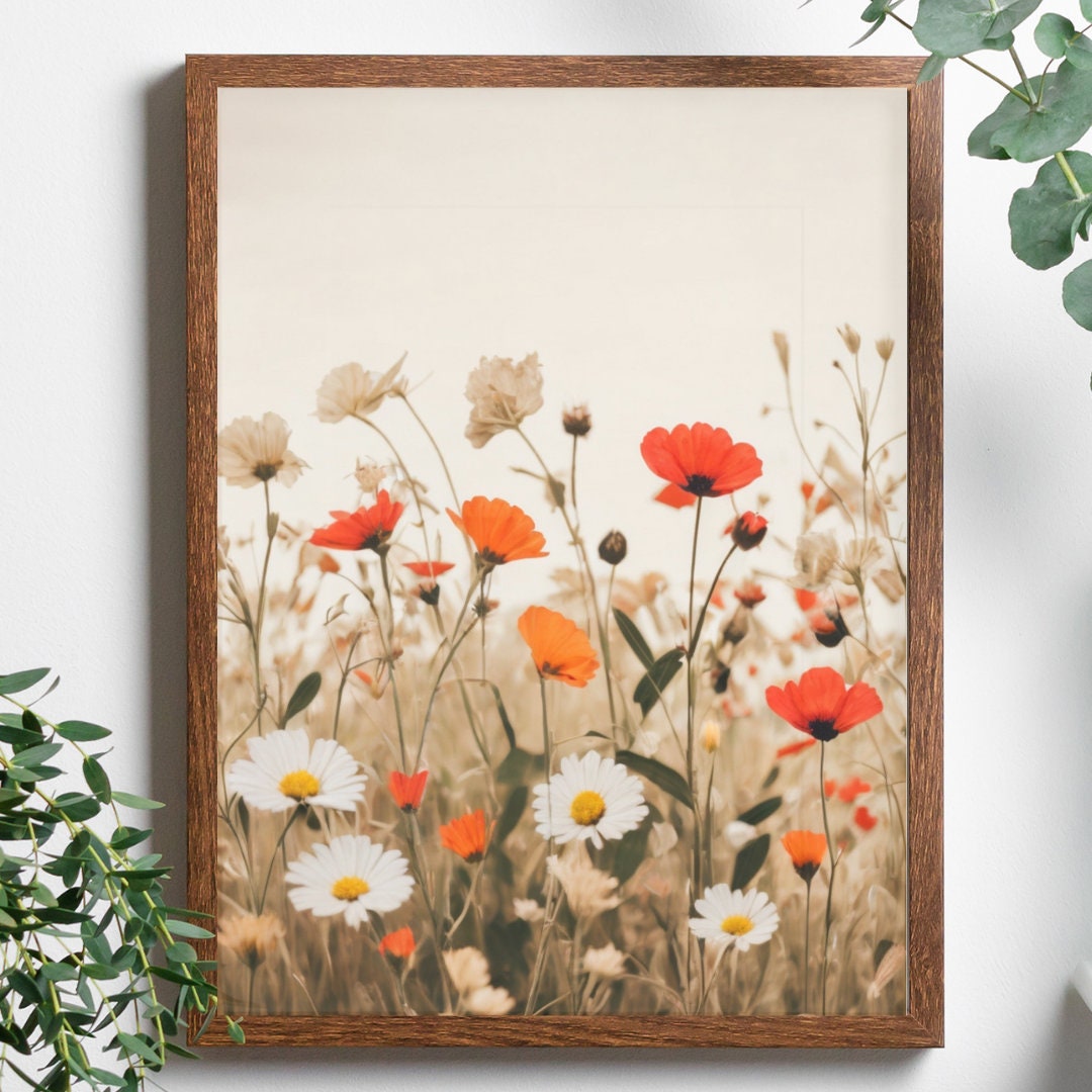 Vintage Wildflower Field Print | Instant Download | Decor | Flowers ...