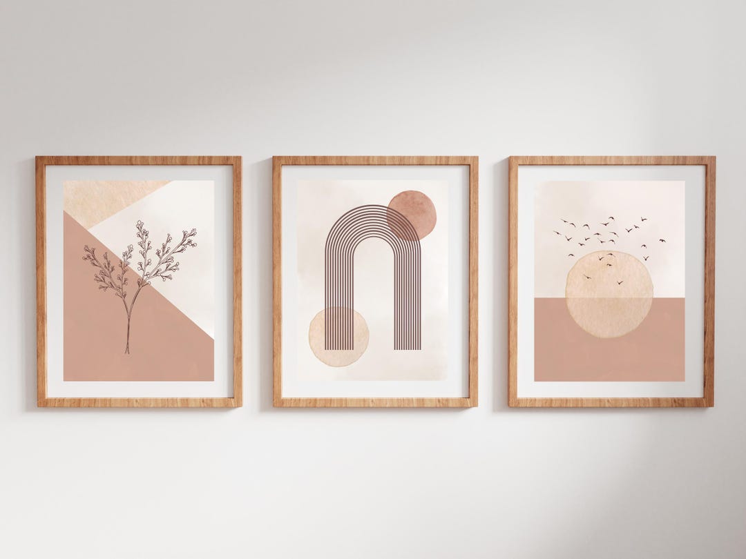 Abstract Beige Poster Set (3 Pcs) for Geometric and Minimalist Mid ...