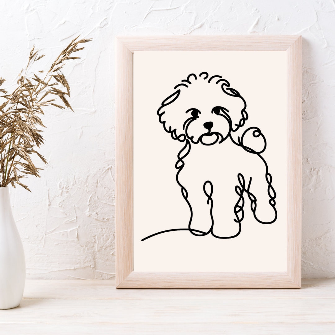 Malti Poo Dog Line Art Print Printable|instant Download | Elegant ...