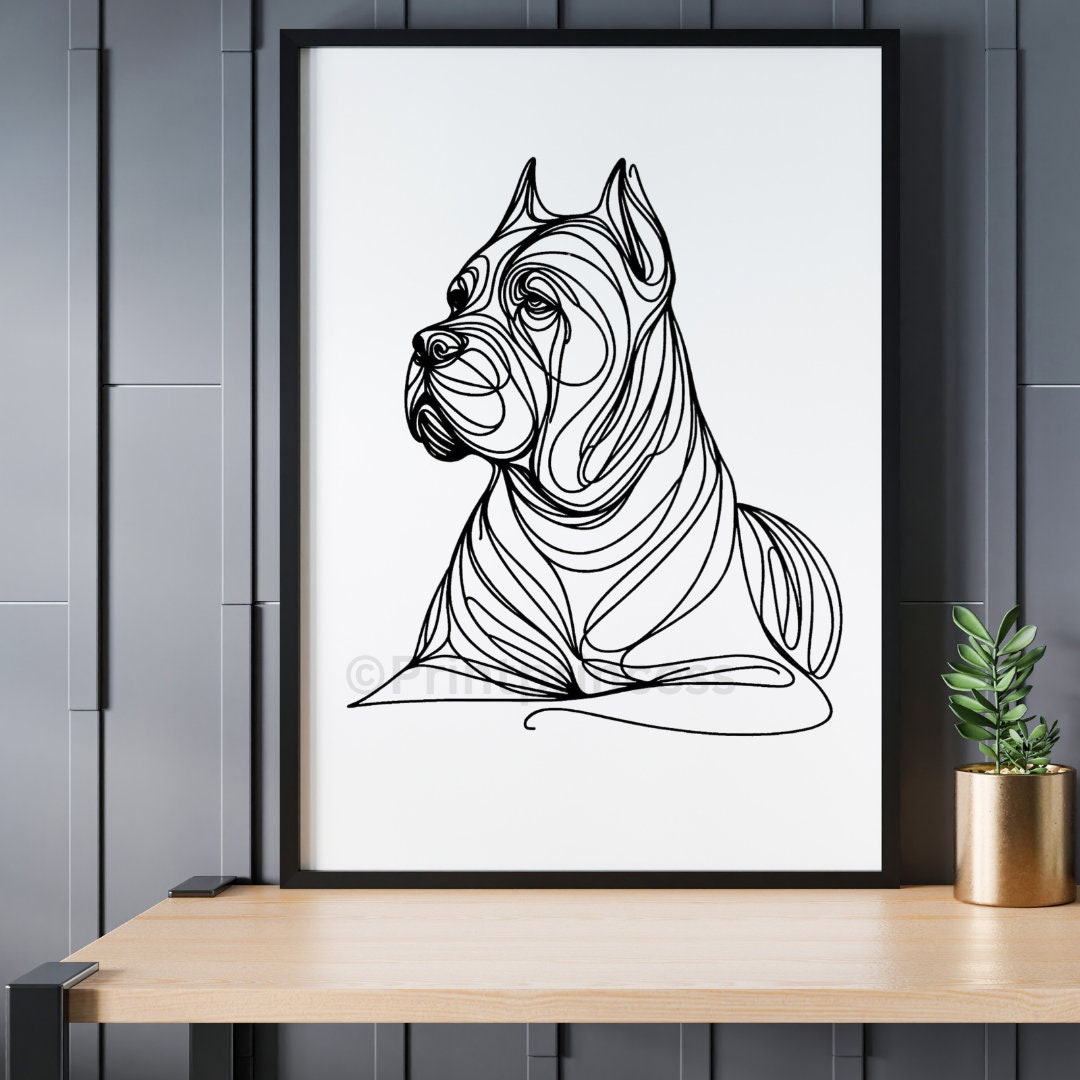 Cane Corso Dog Line Art Print Printable Instant Download Fine Lines ...
