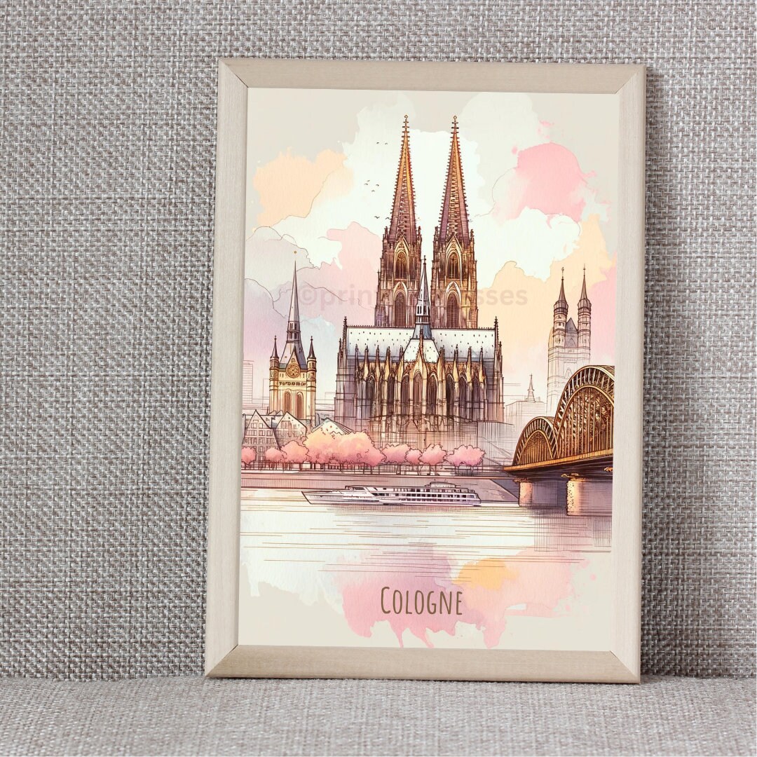 Cologne City Landmarks Poster | 5 Sizes | Instant Download | Minimalist ...