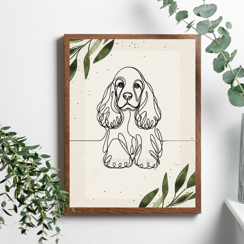 Cocker Spaniel Dog Line Art Print Printable | Instant Download | Fine ...
