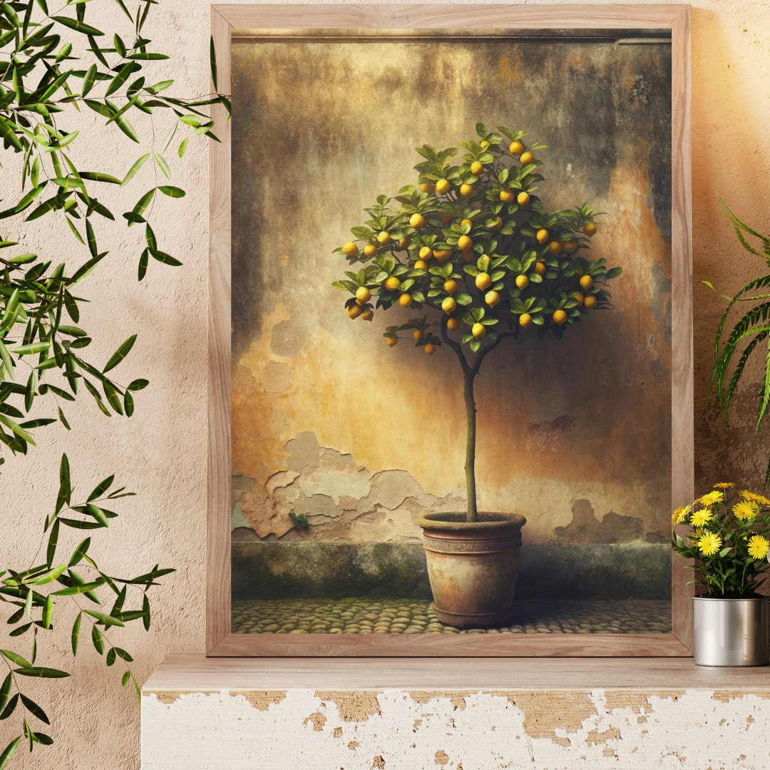 Vintage Lemon Tree Branch Print | Instant Download | Fruit Art | Earthy ...