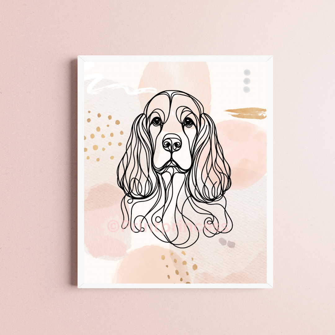 Cocker Spaniel Dog Line Art Print Printable | Instant Download | Fine ...