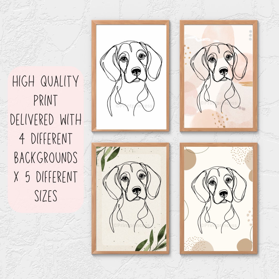 Beagle Dog Line Art Print Printable | Instant Download | Fine Lines ...